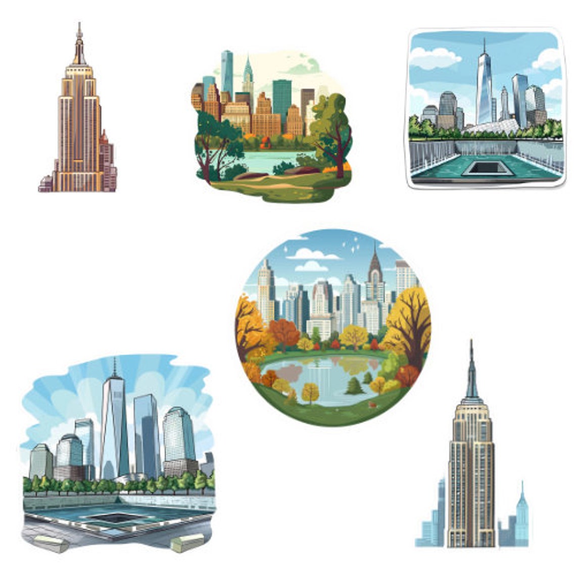 New York City Landmarks Cliparts | 4K Transparent PNG (digital Download ...
