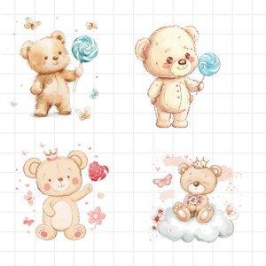 Adorable Teddy Bear Clipart Bundle for Baby Showers - Cute Girl and Boy ...