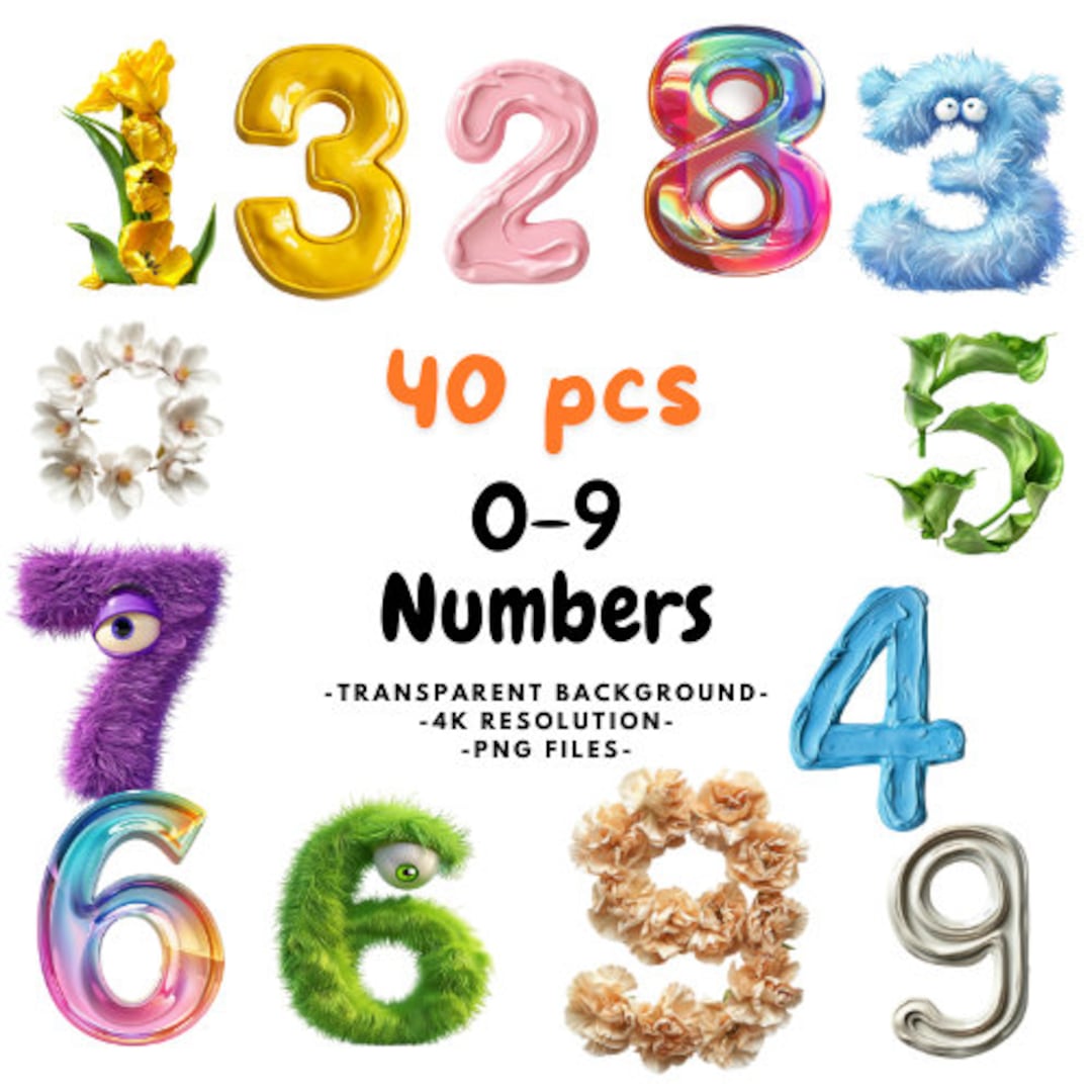 Number 0-9 PNG Clipart Cut File for Cricut, Stickers - Etsy