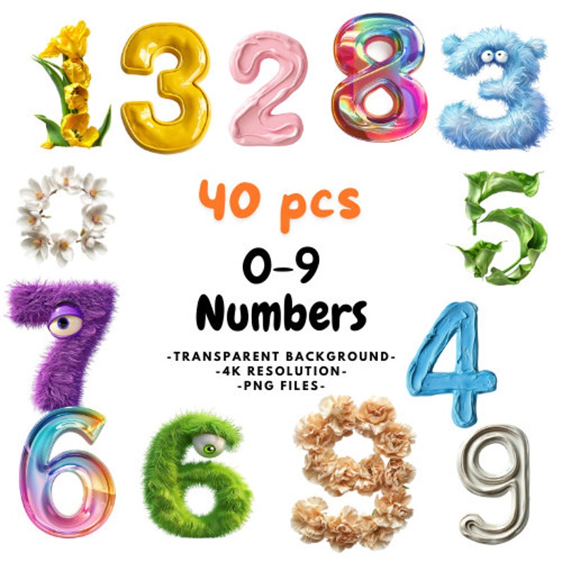 Number 0-9 PNG Clipart Cut File for Cricut, Stickers - Etsy UK