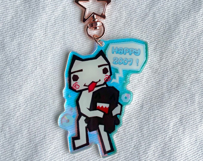 Toro Inoue Domo HAPPY 2007! Holographic Acrylic Charm Keychain Y2K ...