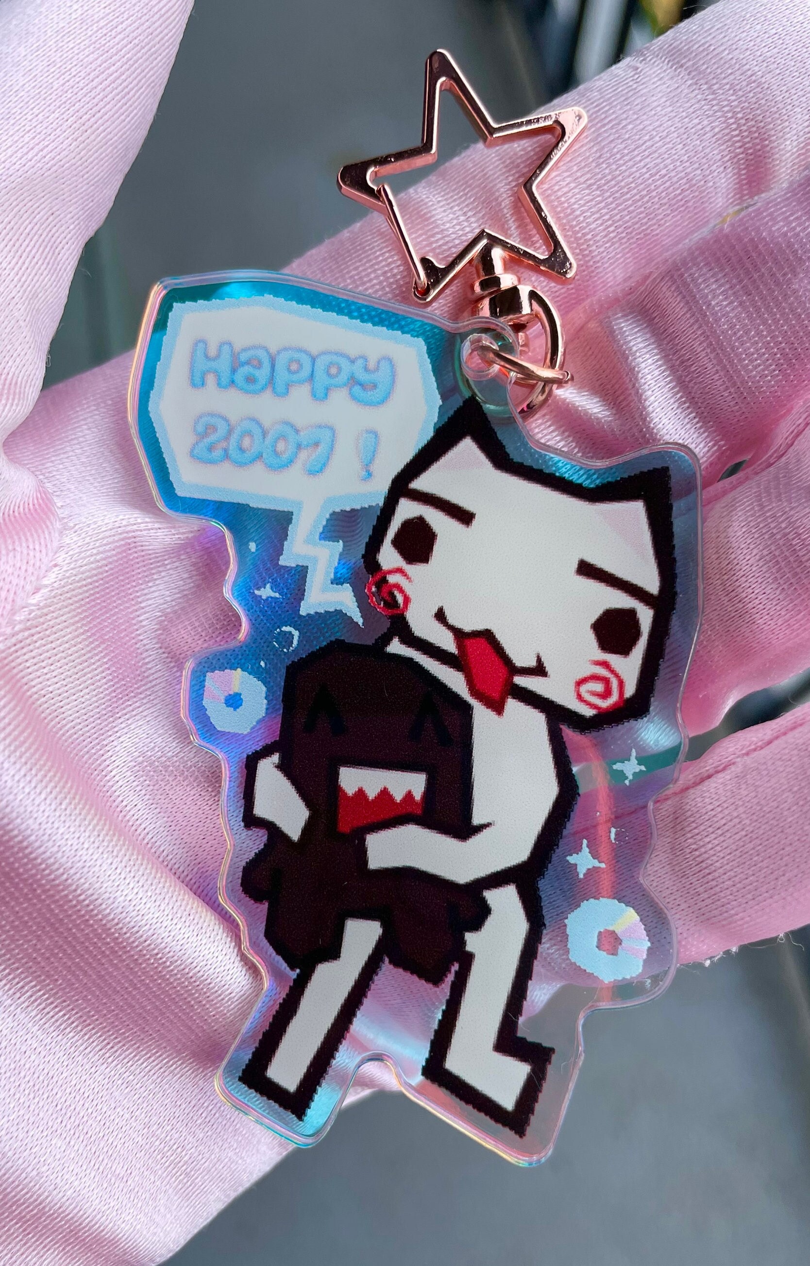 Toro Inoue Domo HAPPY 2007 Holographic Acrylic Charm Keychain - Etsy