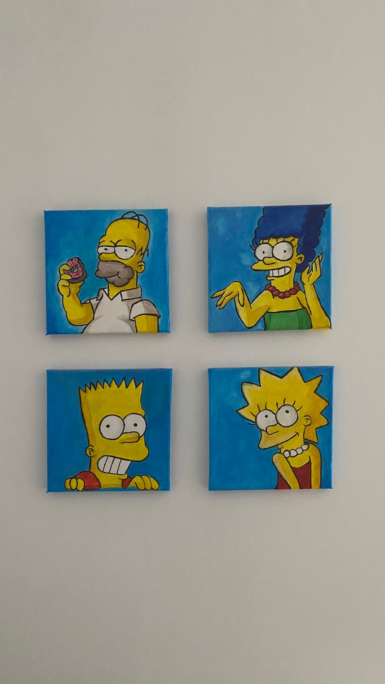 The Simpsons Wall Decor acrylic Painting Set of 4 - Etsy