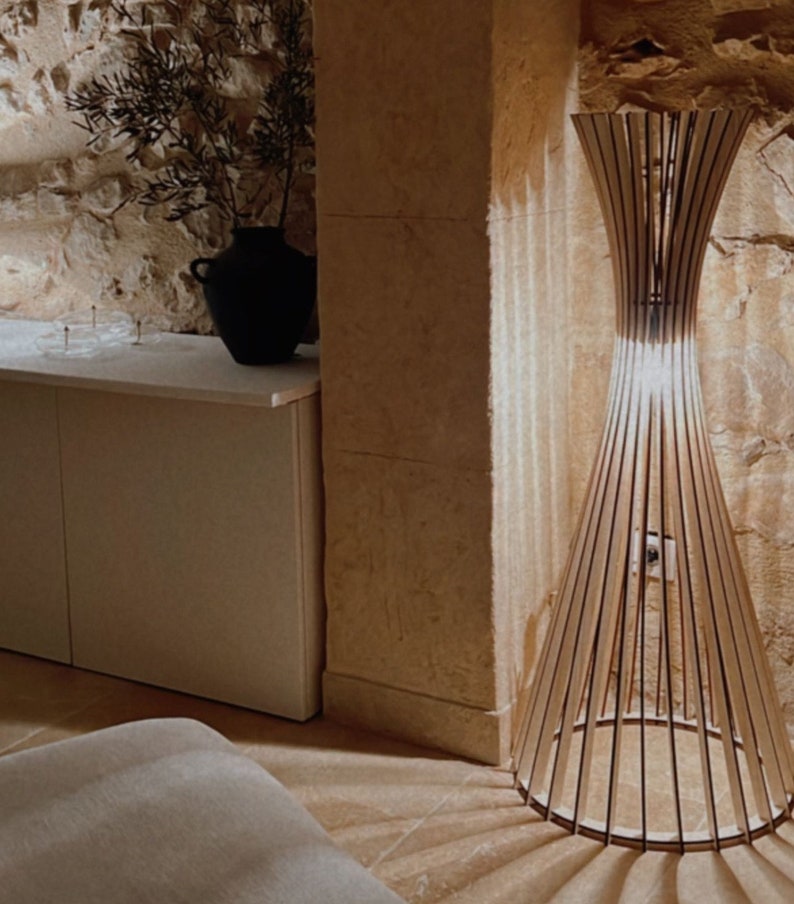 Bohemian Tipi Floor Lamp for Cozy Lighting Ambiance Unique Wooden Floor ...