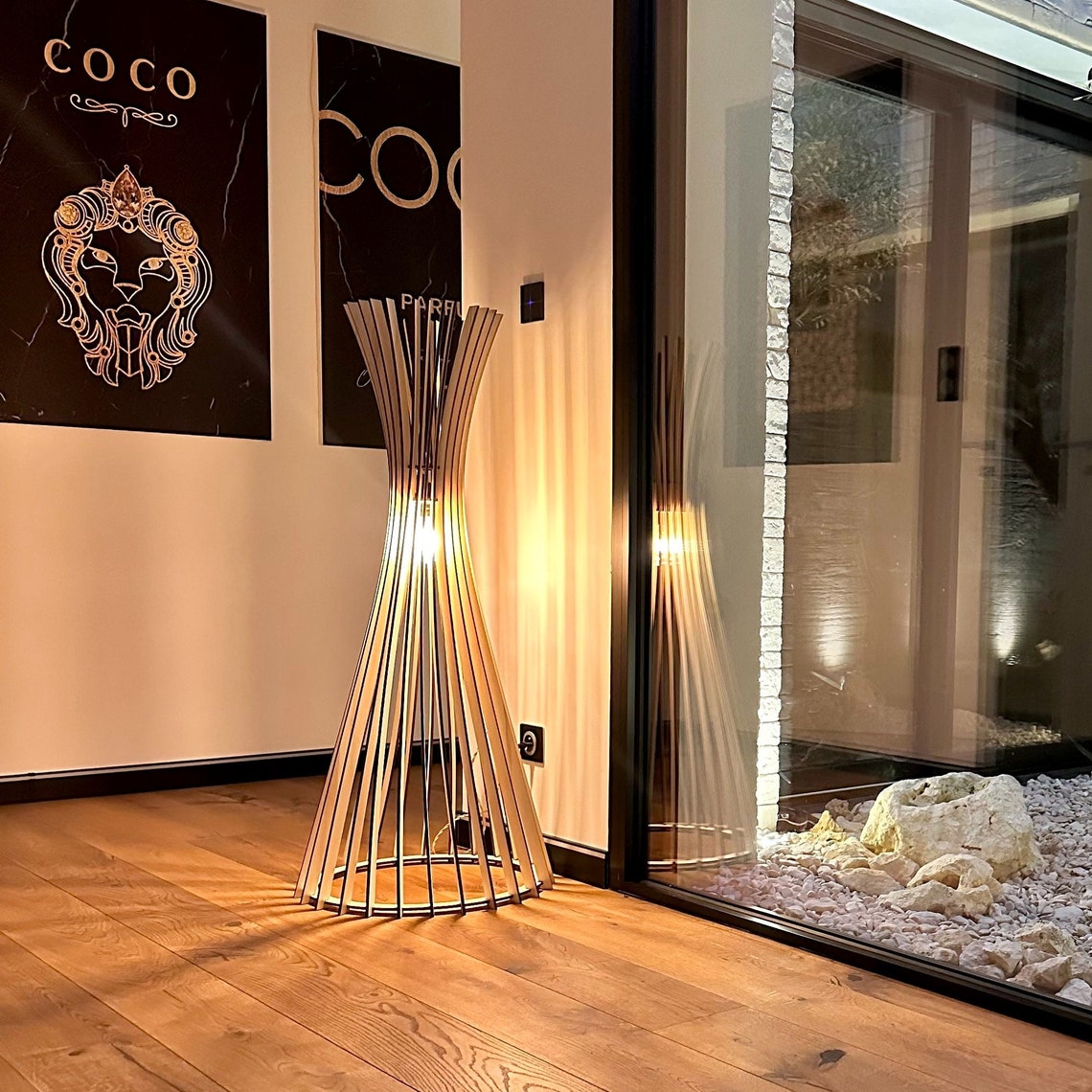 Bohemian Tipi Floor Lamp for Cozy Lighting Ambiance Unique Wooden Floor ...