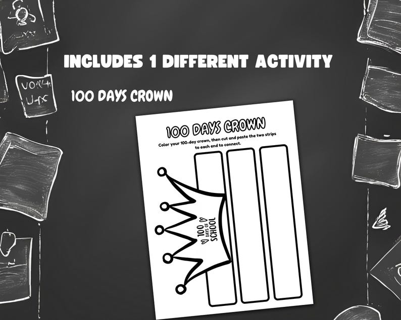 100th Day of School Paper Crown Coloring Activity Printable ...