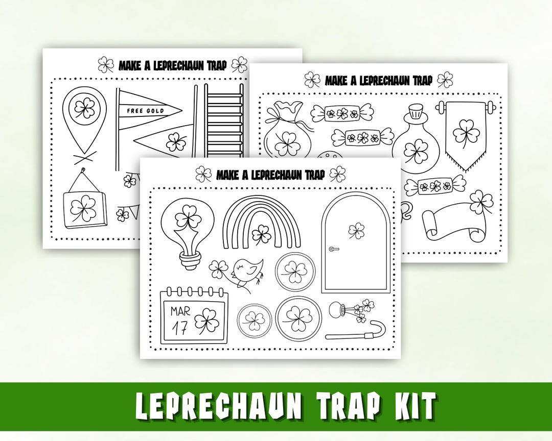 St Patrick’s Day Leprechaun Trap Printable Kit, Kids STEM Craft ...