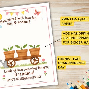Grandparents Day Handprint Craft Printable Flower Themed Keepsake for ...