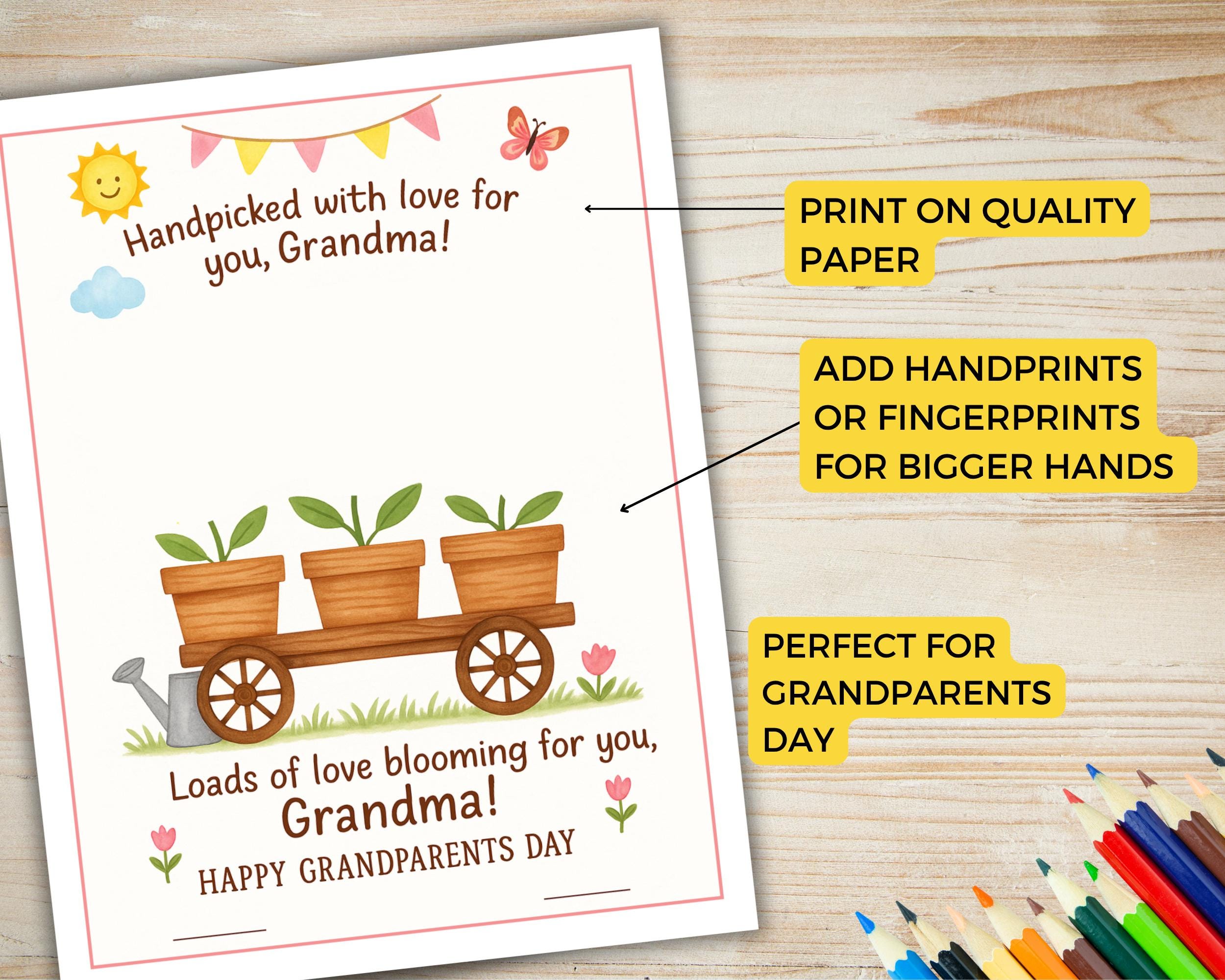 Grandparents Day Handprint Craft Printable Flower Themed Keepsake for ...