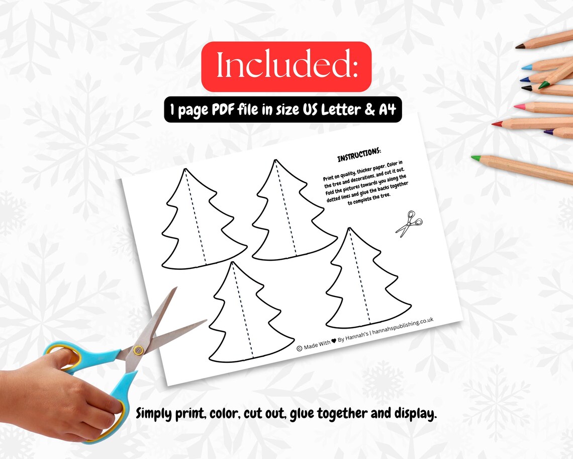 Standing Paper Christmas Tree - Printable Christmas Tree Template - 3D ...