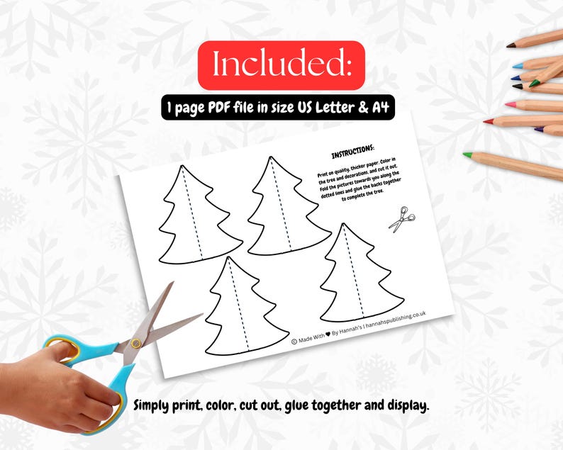 Standing Paper Christmas Tree - Printable Christmas Tree Template - 3D ...