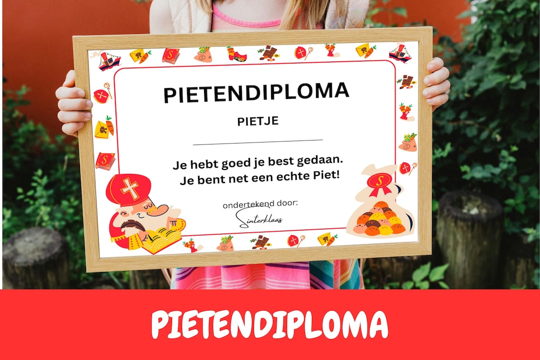 Pieten Diploma Sinterklaas Printable Leuk Pietendiploma PDF Om Thuis Af ...