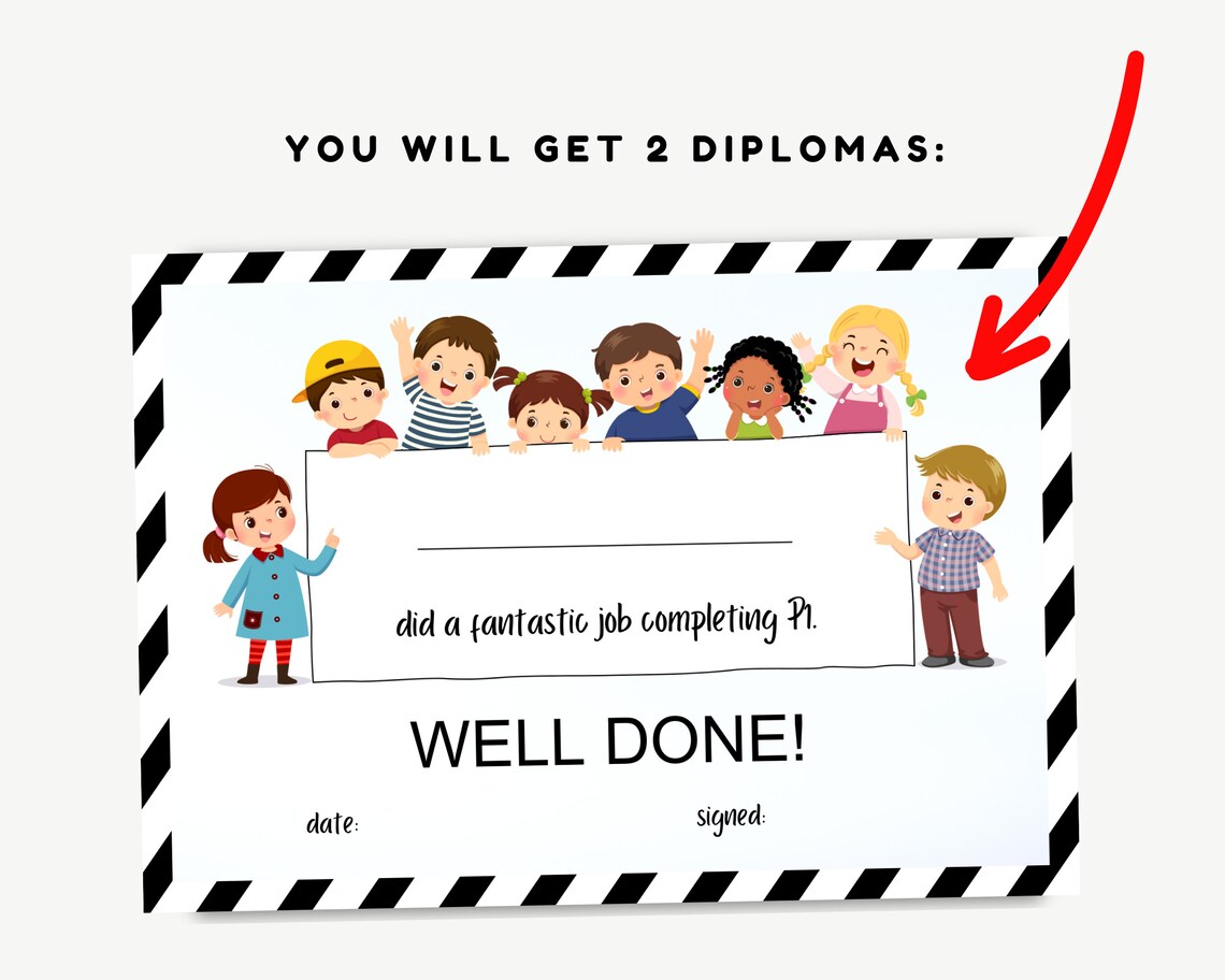 PRINTABLE P1 School Diploma A4 Template PDF Primary School Certificate ...