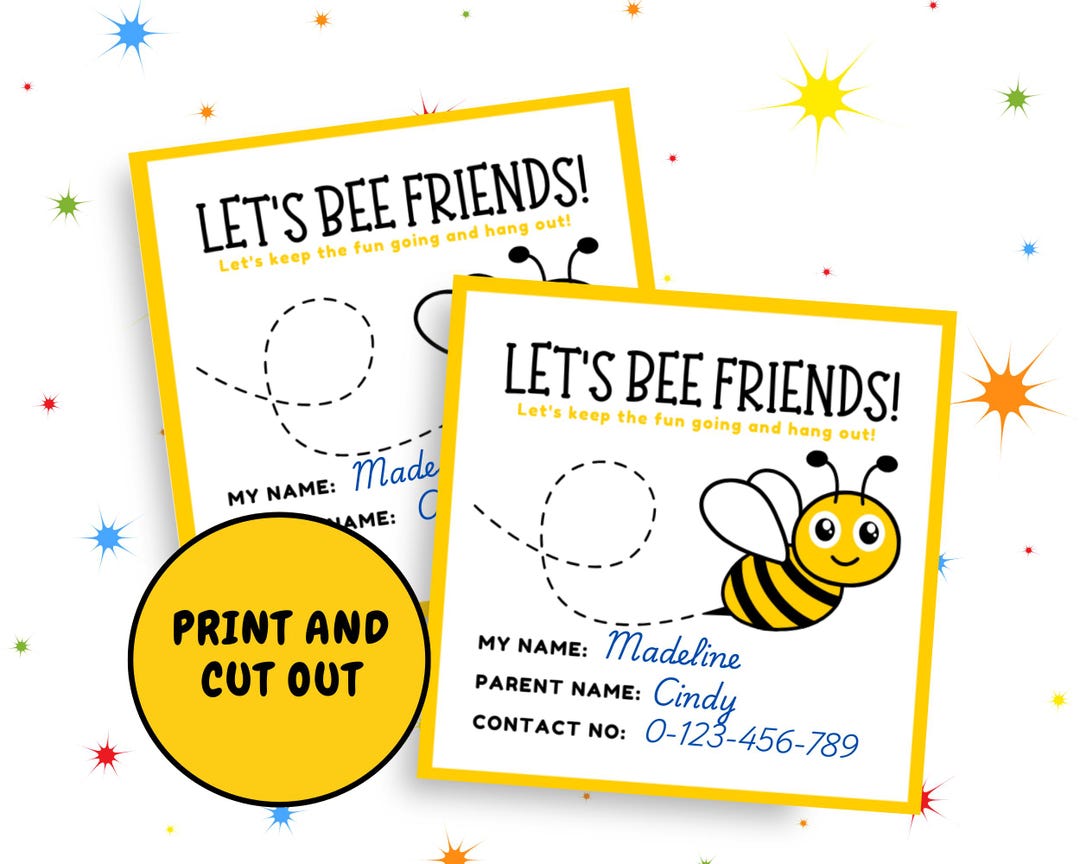 Spring Summer Playdate Cards | Let's BEE Friends | Play Date Cards ...
