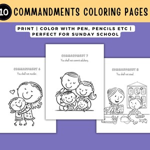 Ten Commandments Printable for Kids, 10 Commandments Bible Coloring ...