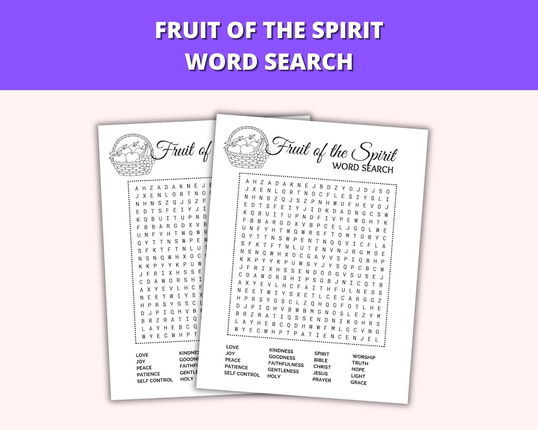 Fruit of the Spirit Word Search Puzzle, Fruits of the Spirit Bible Word ...