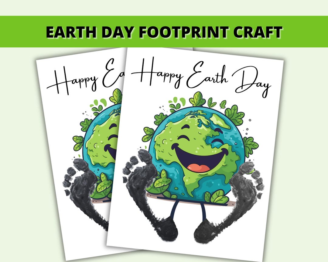 Earth Day Footprint Art, Earth Day Crafts for Preschool, Earth Day Foot ...