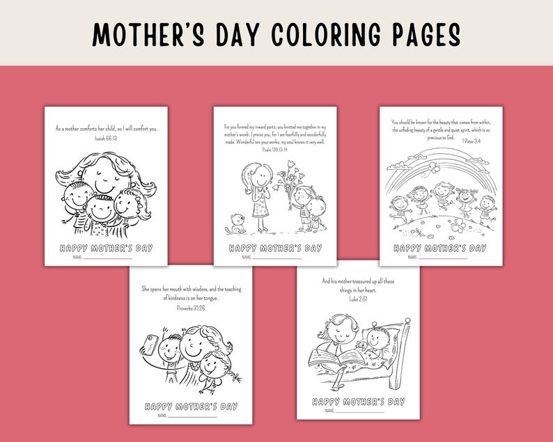 Mother's Day Bible Verse Printable for Kids, Religious Mother's Day ...