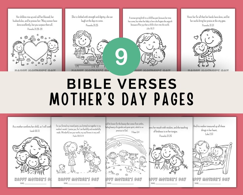 Mother's Day Bible Verse Printable for Kids, Religious Mother's Day ...