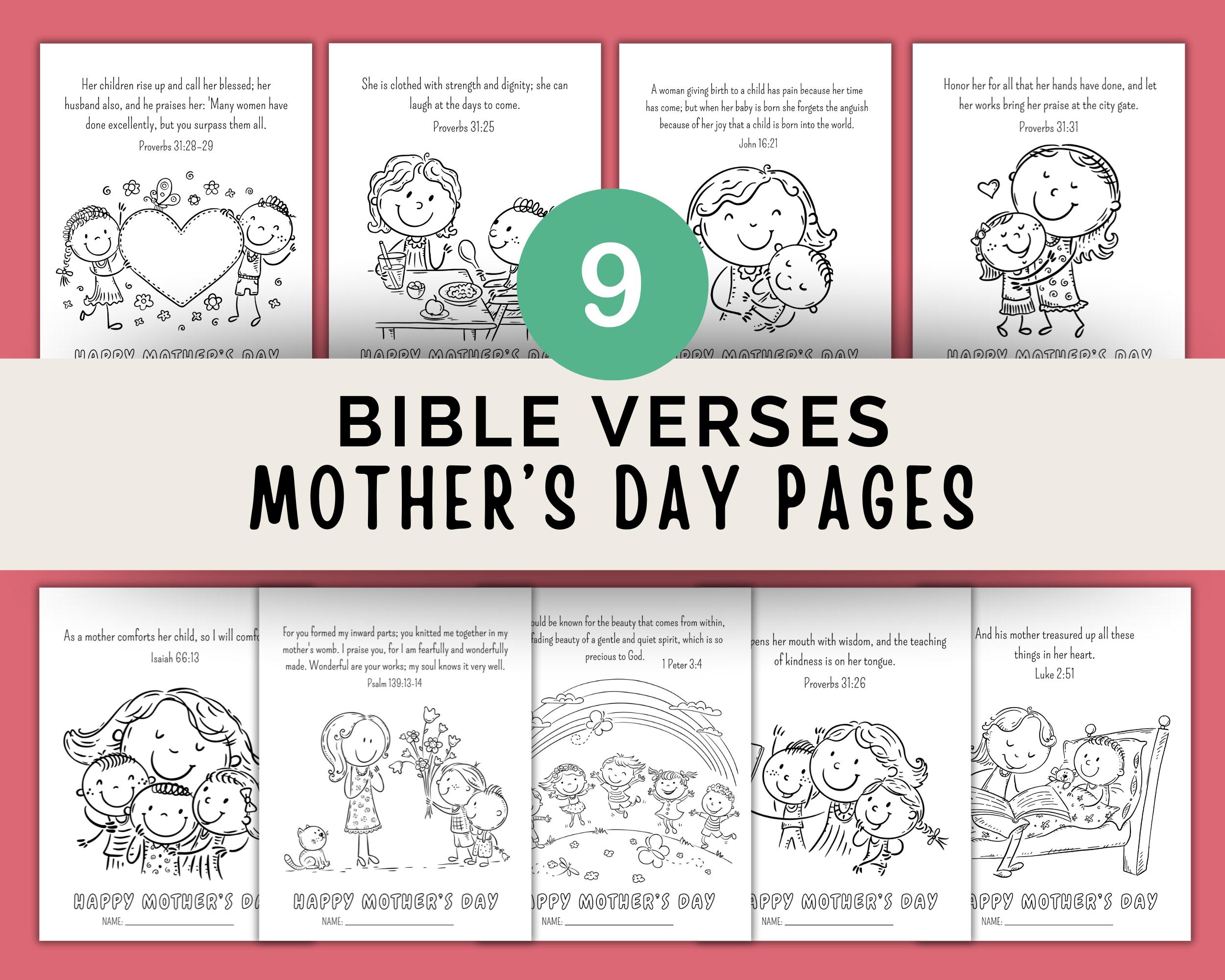 Mother's Day Bible Verse Printable for Kids, Religious Mother's Day ...