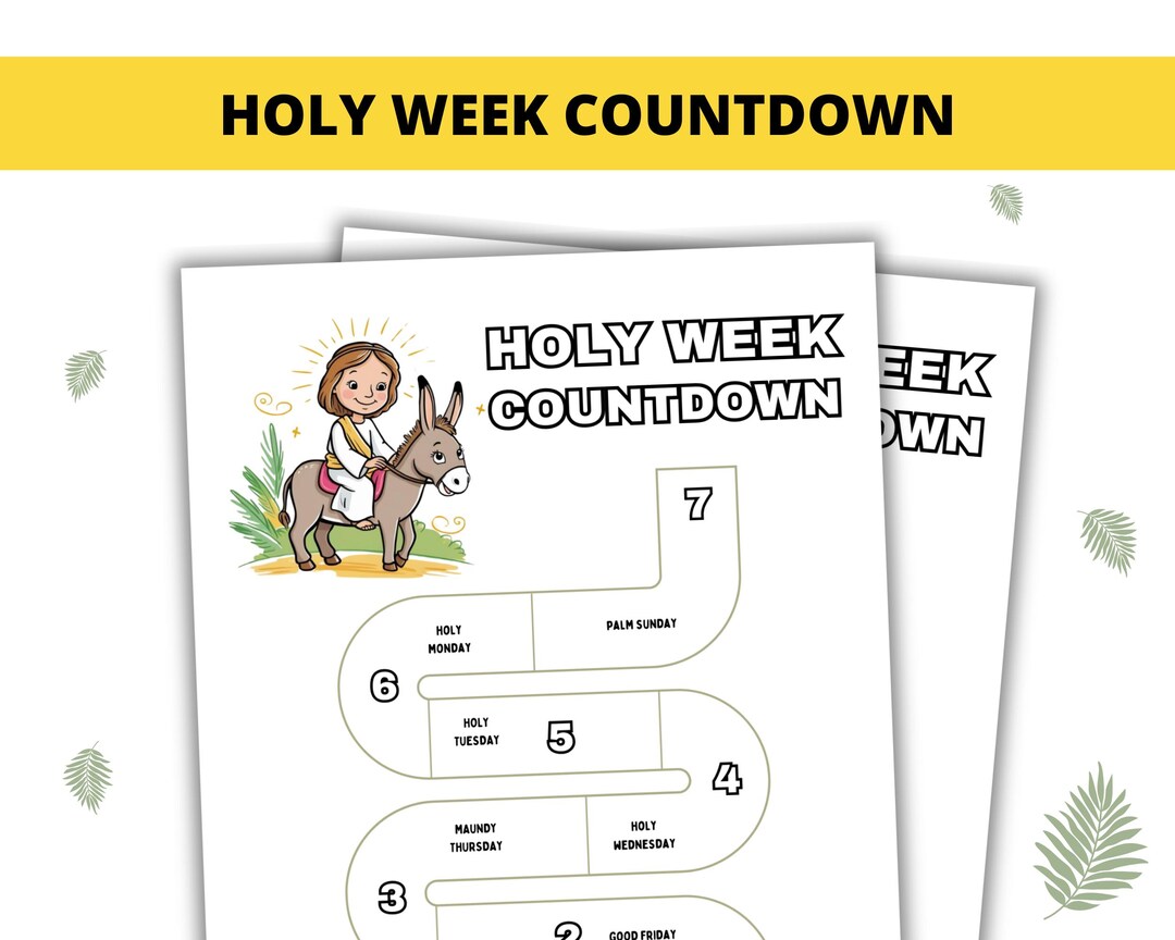 Holy Week Countdown Printable for Kids, Fun Palm Sunday Activity ...