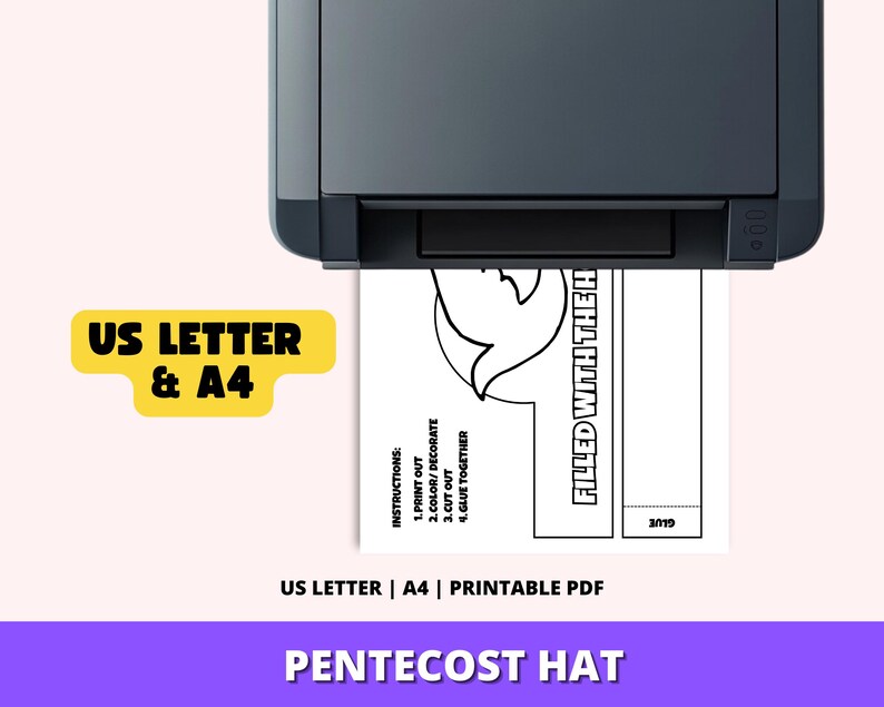 Pentecost Bible Activity for Kids Paper Hat Printable, Pentecost ...