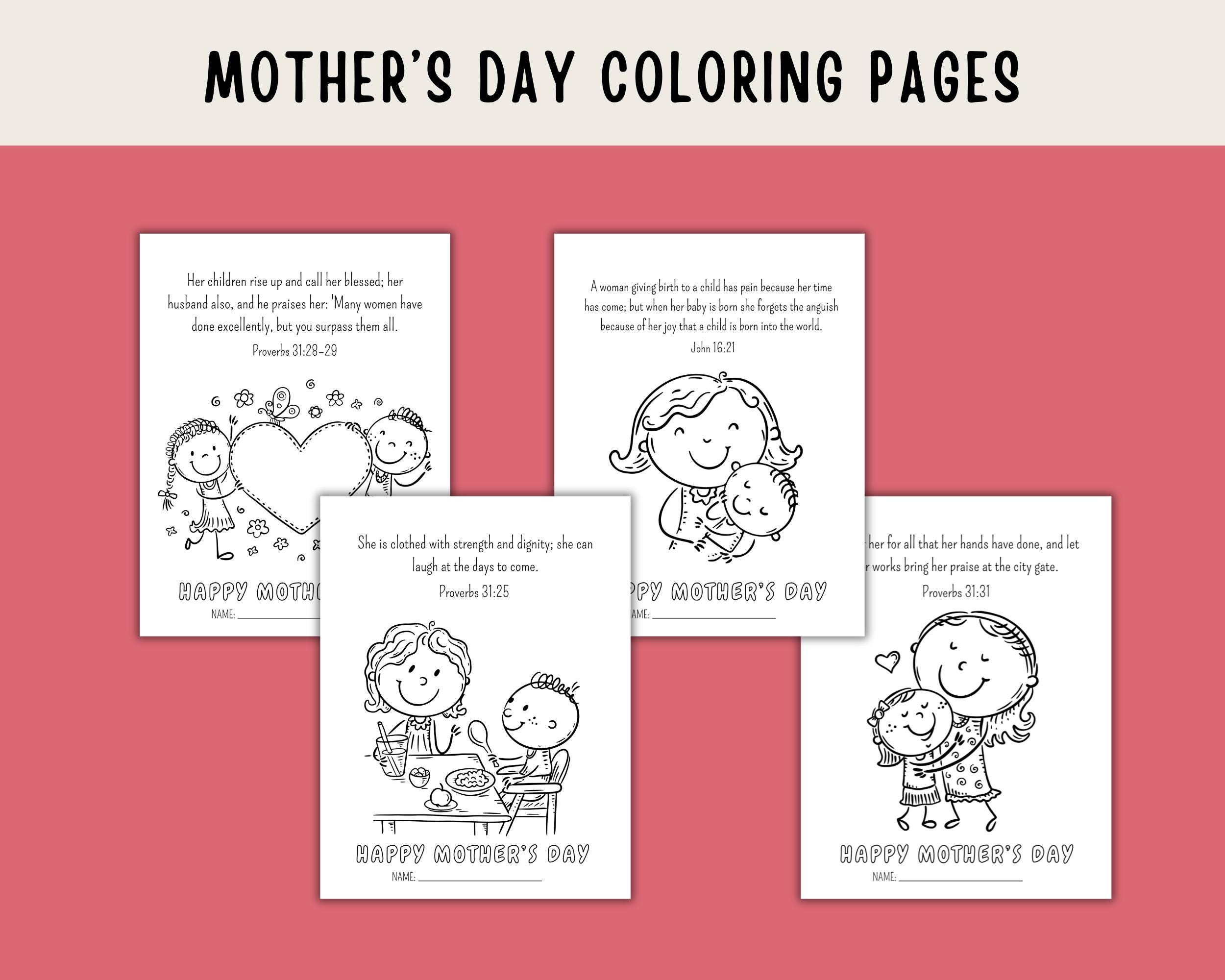 Mother's Day Bible Verse Printable for Kids, Religious Mother's Day ...