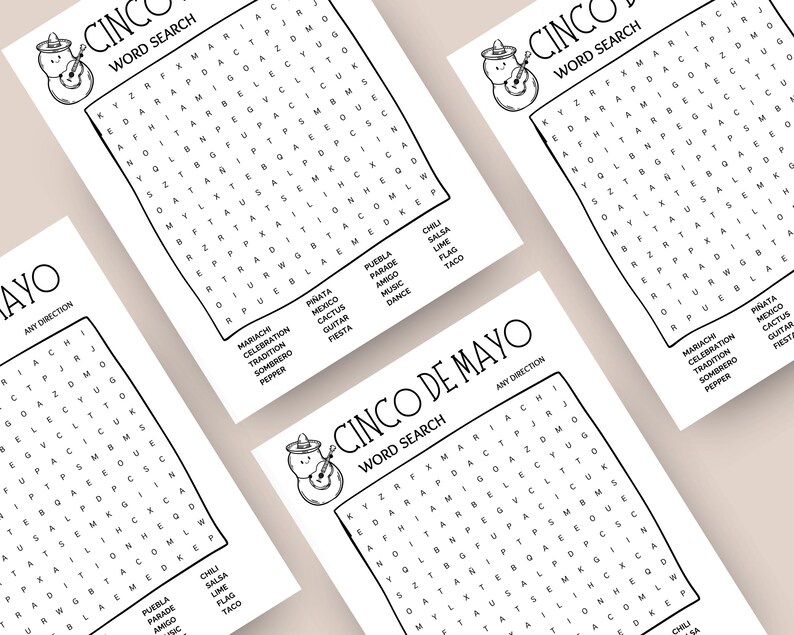 Cinco De Mayo Word Search Printable, Cinco De Mayo Games Activity for ...
