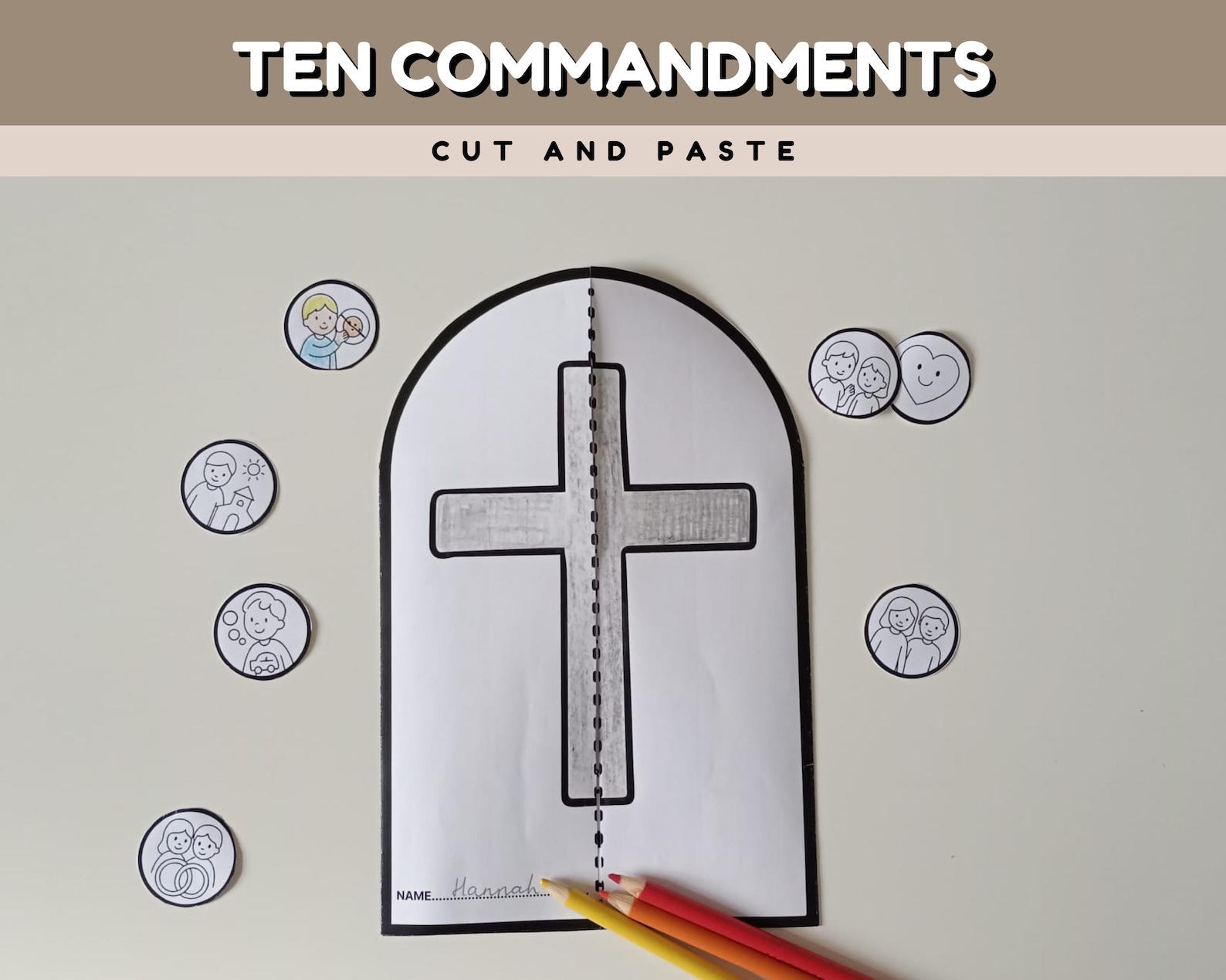 Printable Ten Commandments Craft, 10 Commandments for Kids, Color, Cut ...