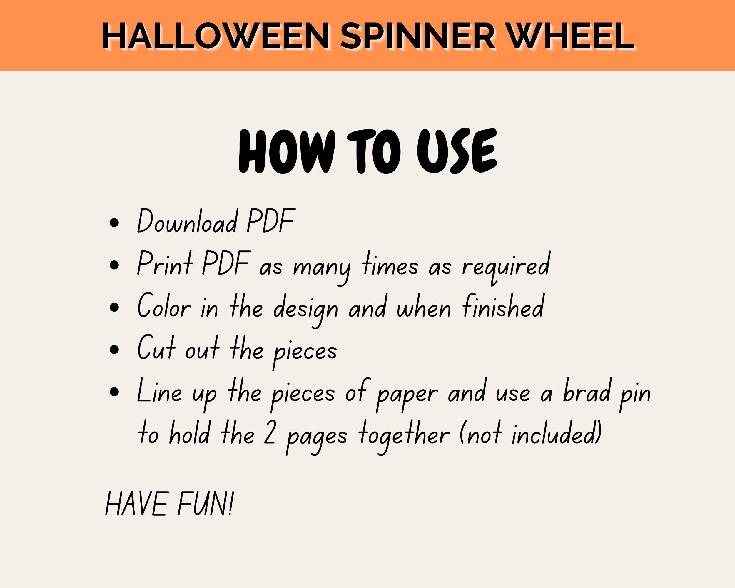 Spinner Wheel Halloween Coloring Activity, Halloween Class Crafting ...