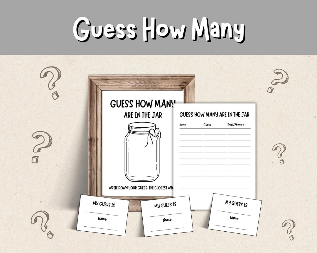 Guess How Many Slips & Sign, Printable Guessing Game Wedding Shower ...
