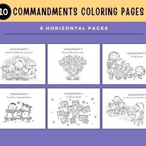 Ten Commandments Printable for Kids, 10 Commandments Bible Coloring ...