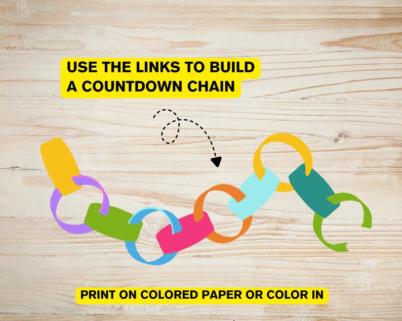 Christmas Countdown Chain Link Printable, Countdown to Christmas Paper ...