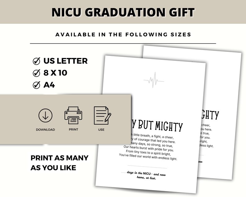 NICU Graduation Footprint Art Template, NICU Baby Keepsake Printable ...