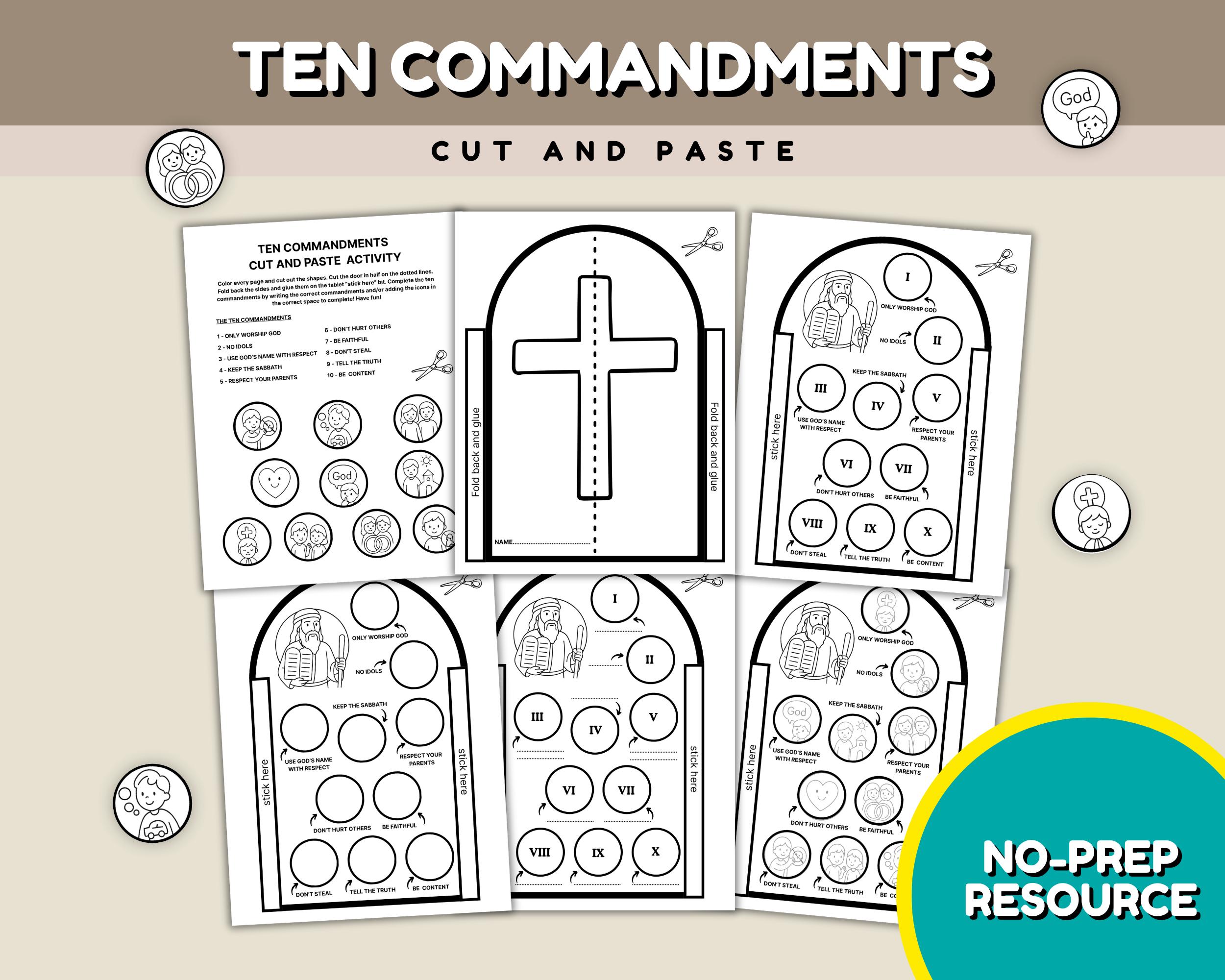 Printable Ten Commandments Craft, 10 Commandments for Kids, Color, Cut ...
