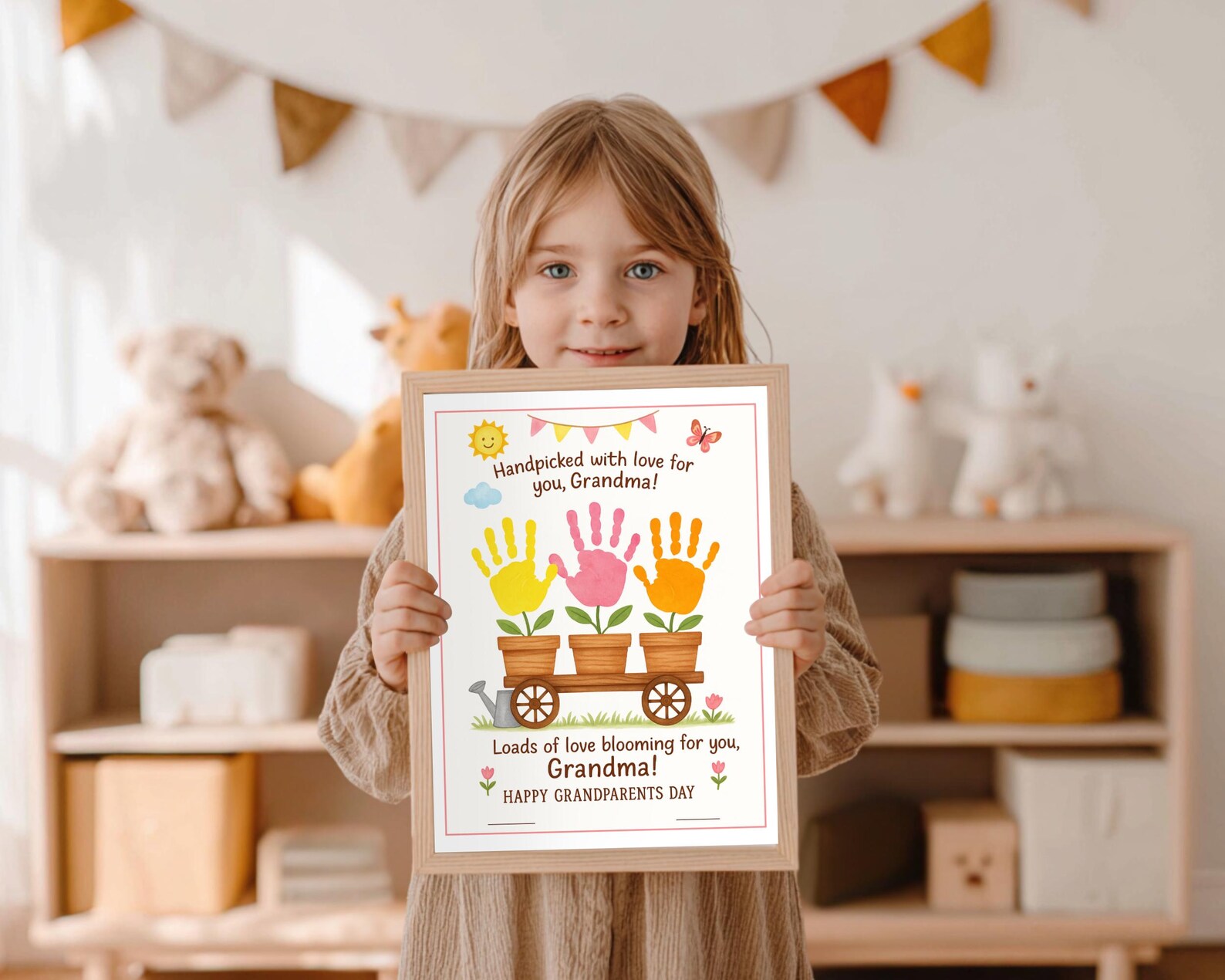 Grandparents Day Handprint Craft Printable Flower Themed Keepsake for ...