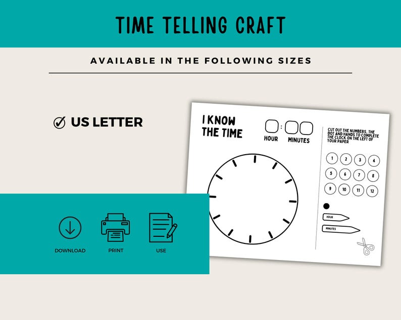 Telling Time Craft, Time Telling Clock Craft Activities, Lifeskills ...