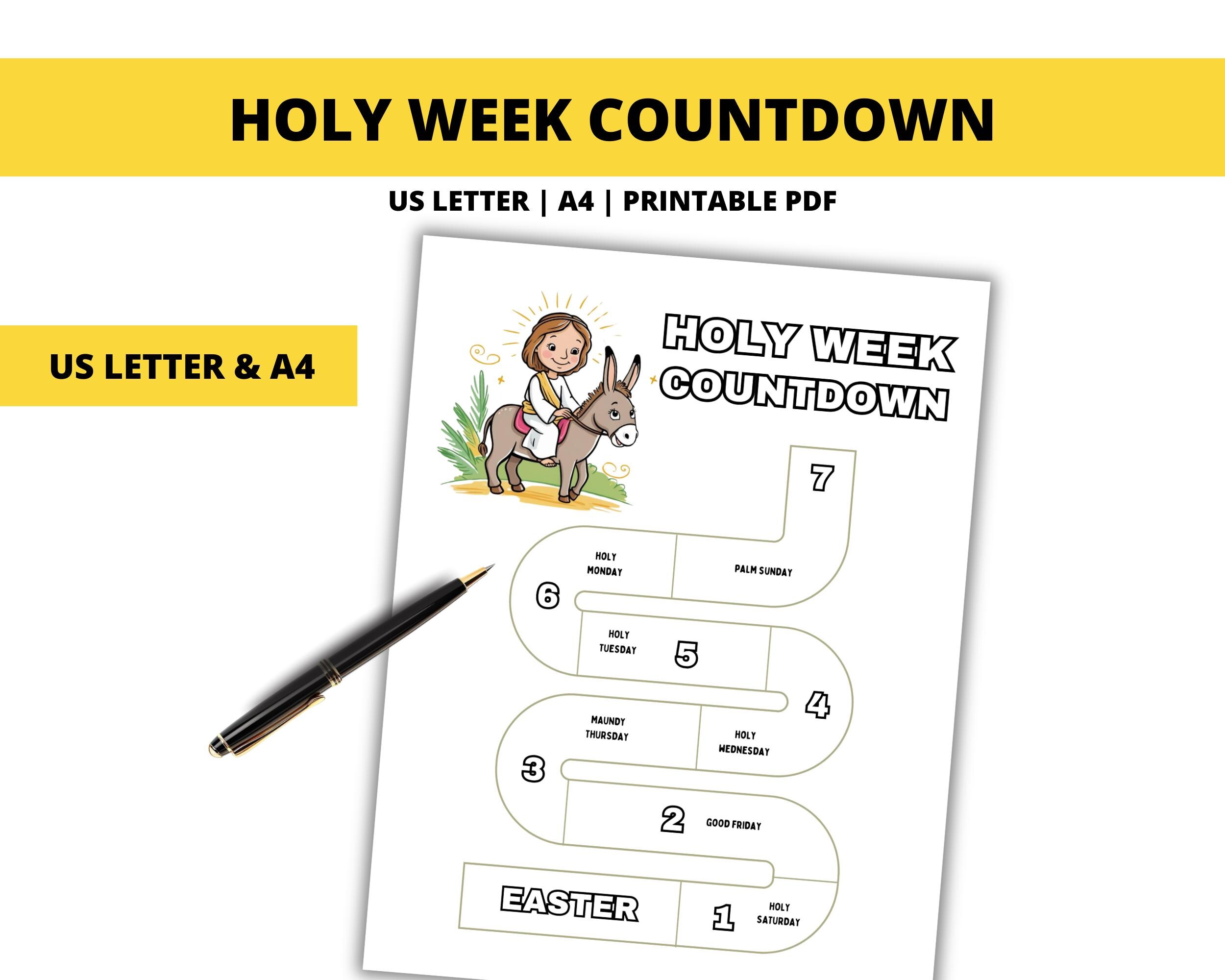 Holy Week Countdown Printable for Kids, Fun Palm Sunday Activity ...