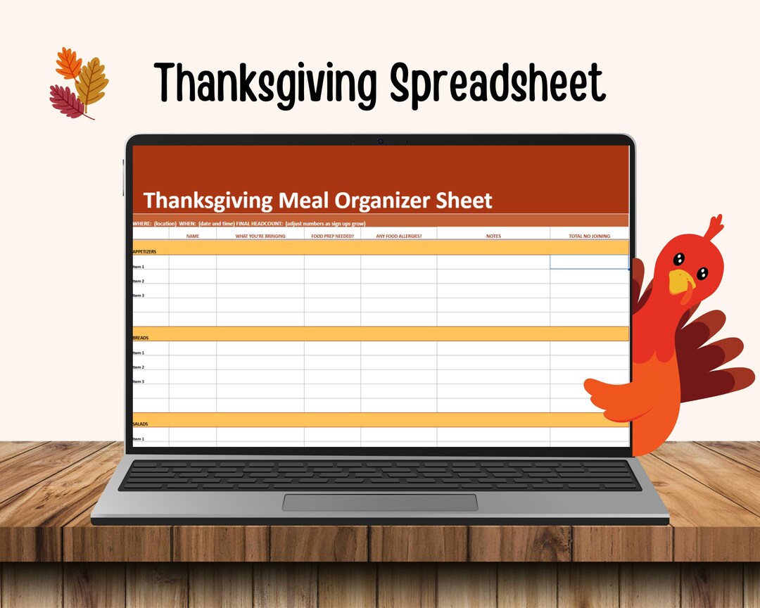 Google Sheets Thanksgiving Template, Thanksgiving Spreadsheet Potluck ...