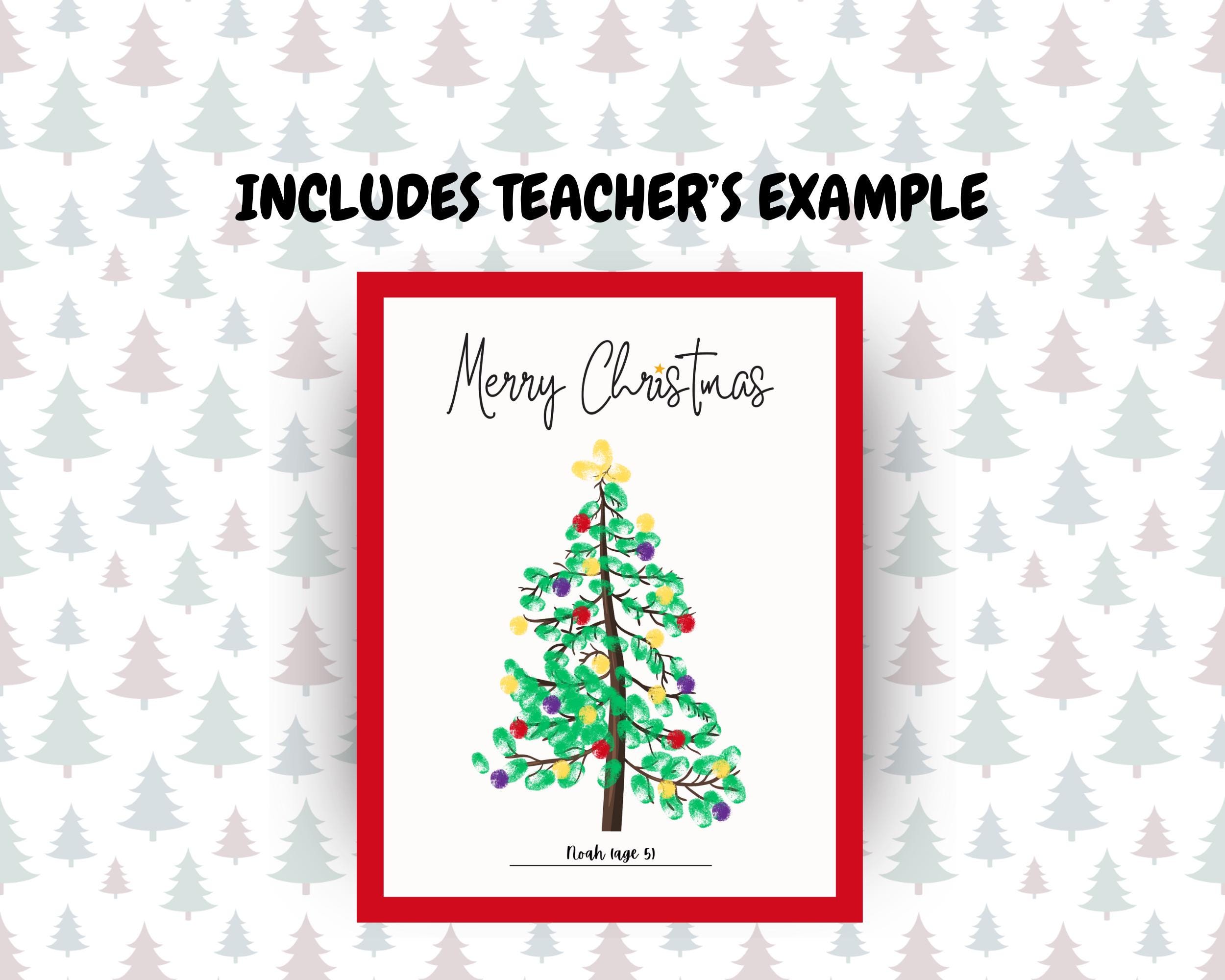 Christmas Tree Fingerprint Printable for Kids, Holiday Christmas ...