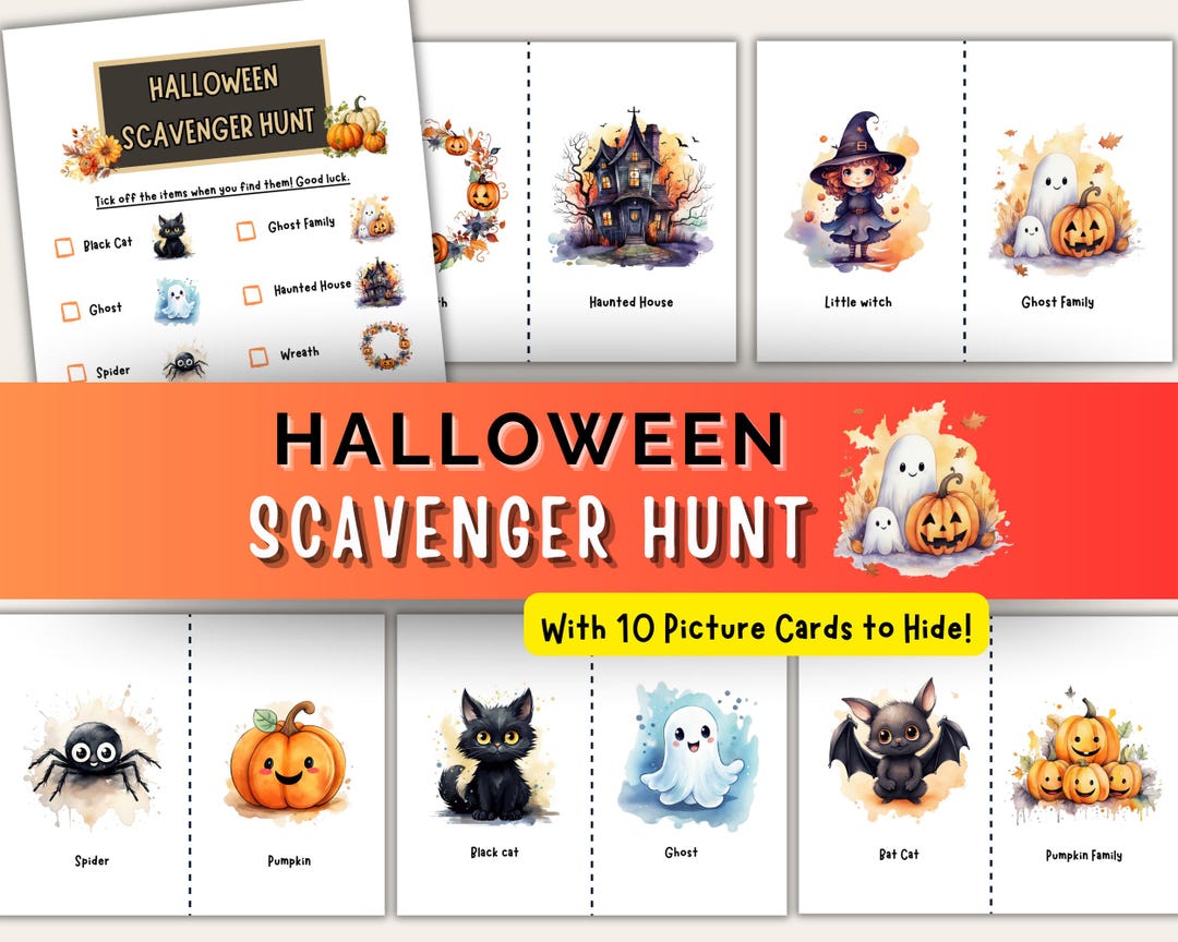 Halloween Scavenger Treasure Hunt Card, Fall Treasure Hunt, Printable ...