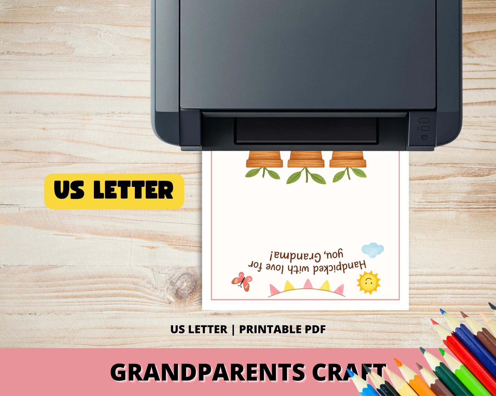 Grandparents Day Handprint Craft Printable Flower Themed Keepsake for ...