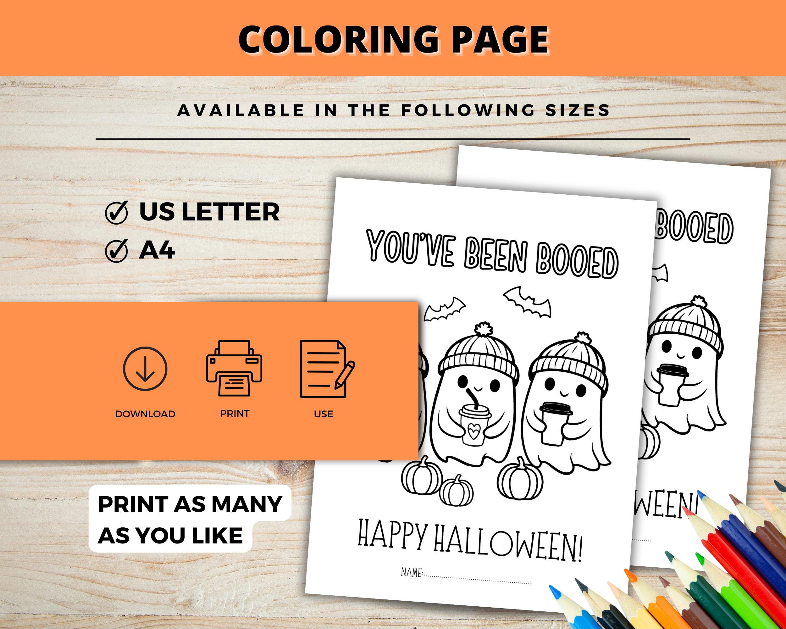 Pumpkin Coloring Printable PDF You've Been Booed Printable Ghost ...