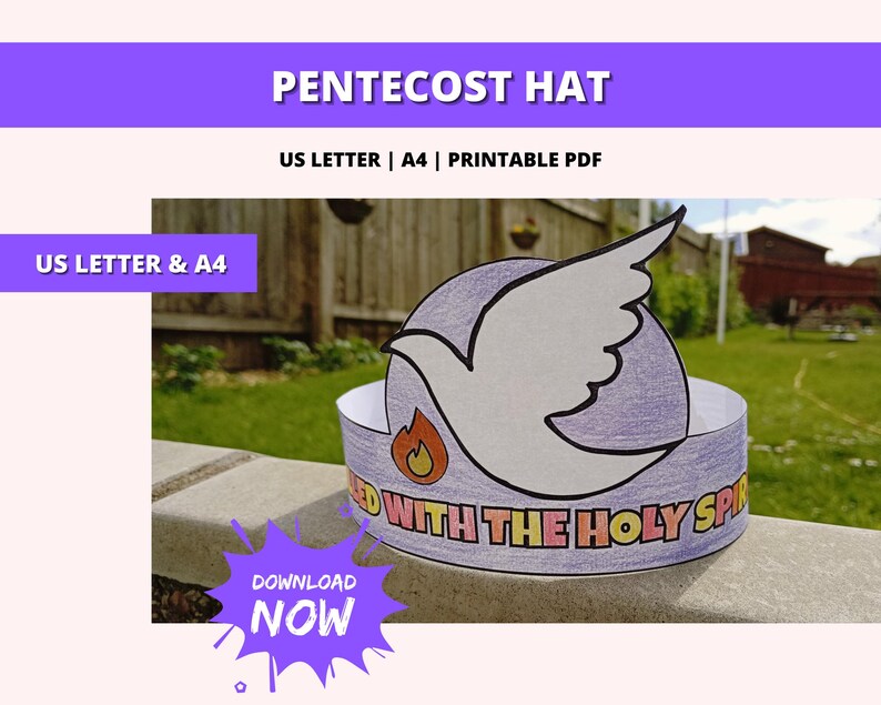 Pentecost Bible Activity for Kids Paper Hat Printable, Pentecost ...
