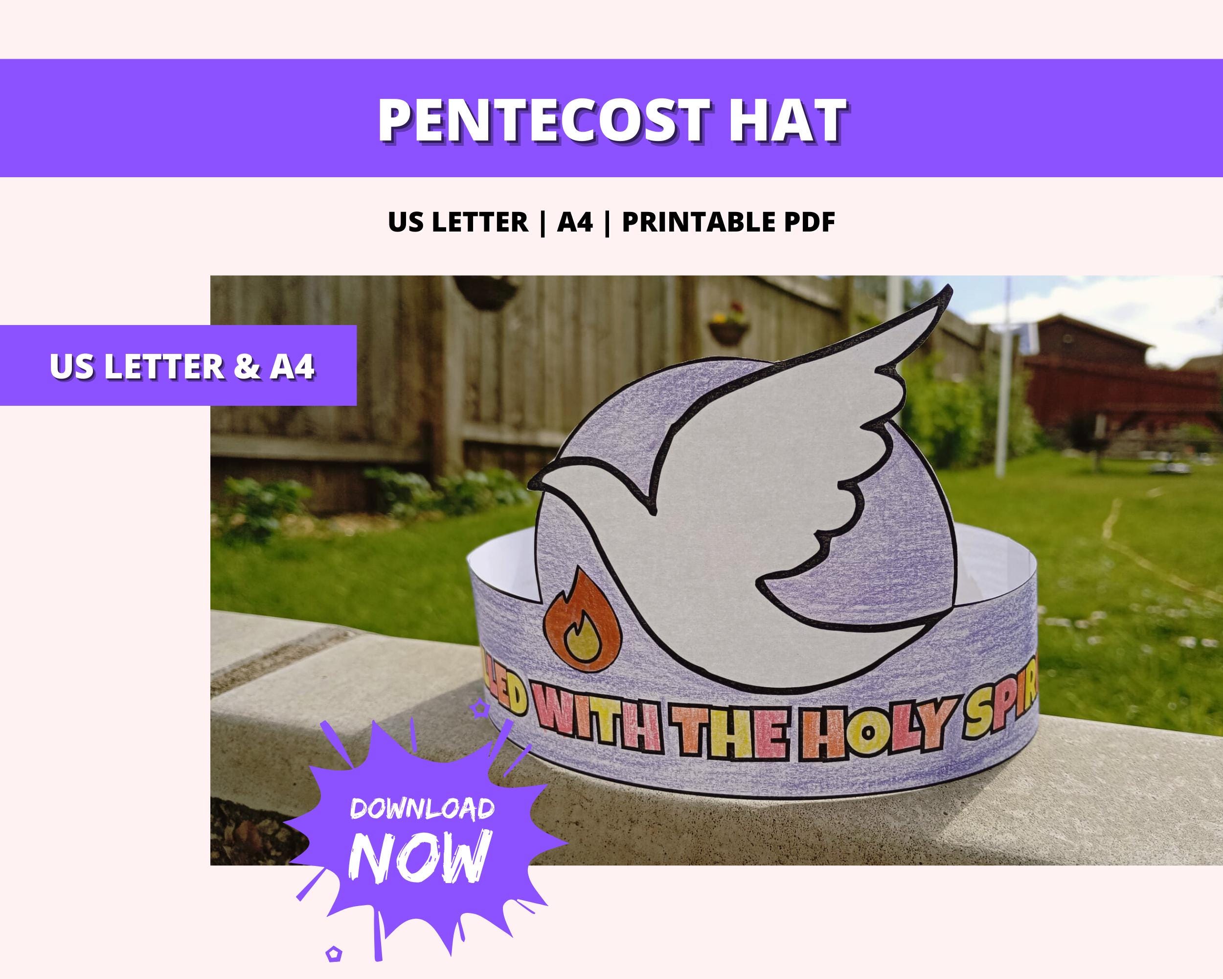 Pentecost Bible Activity for Kids Paper Hat Printable, Pentecost ...