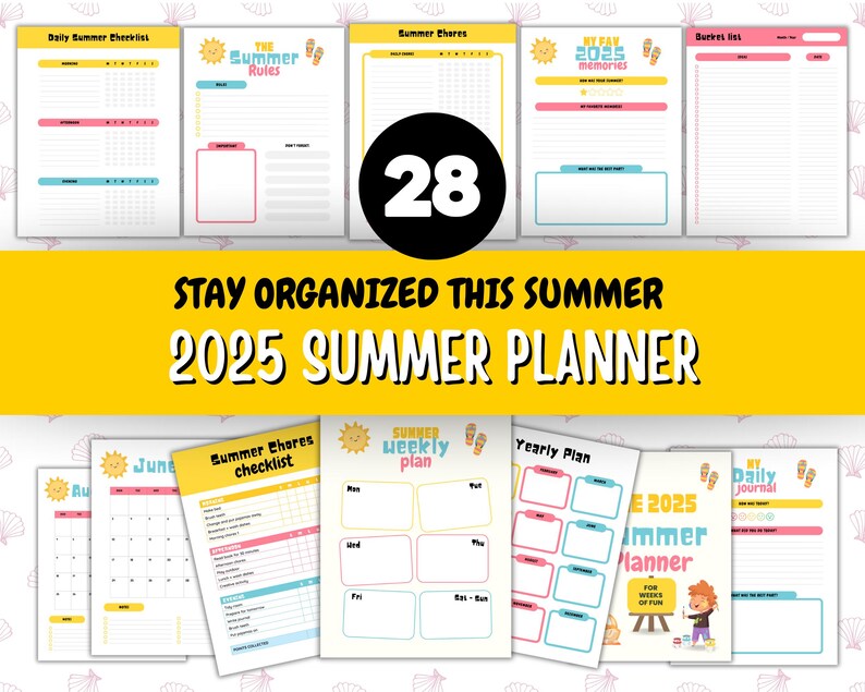 2025 Summer Journal Bundle, Printable Summer Break Planner, Fun Summer ...