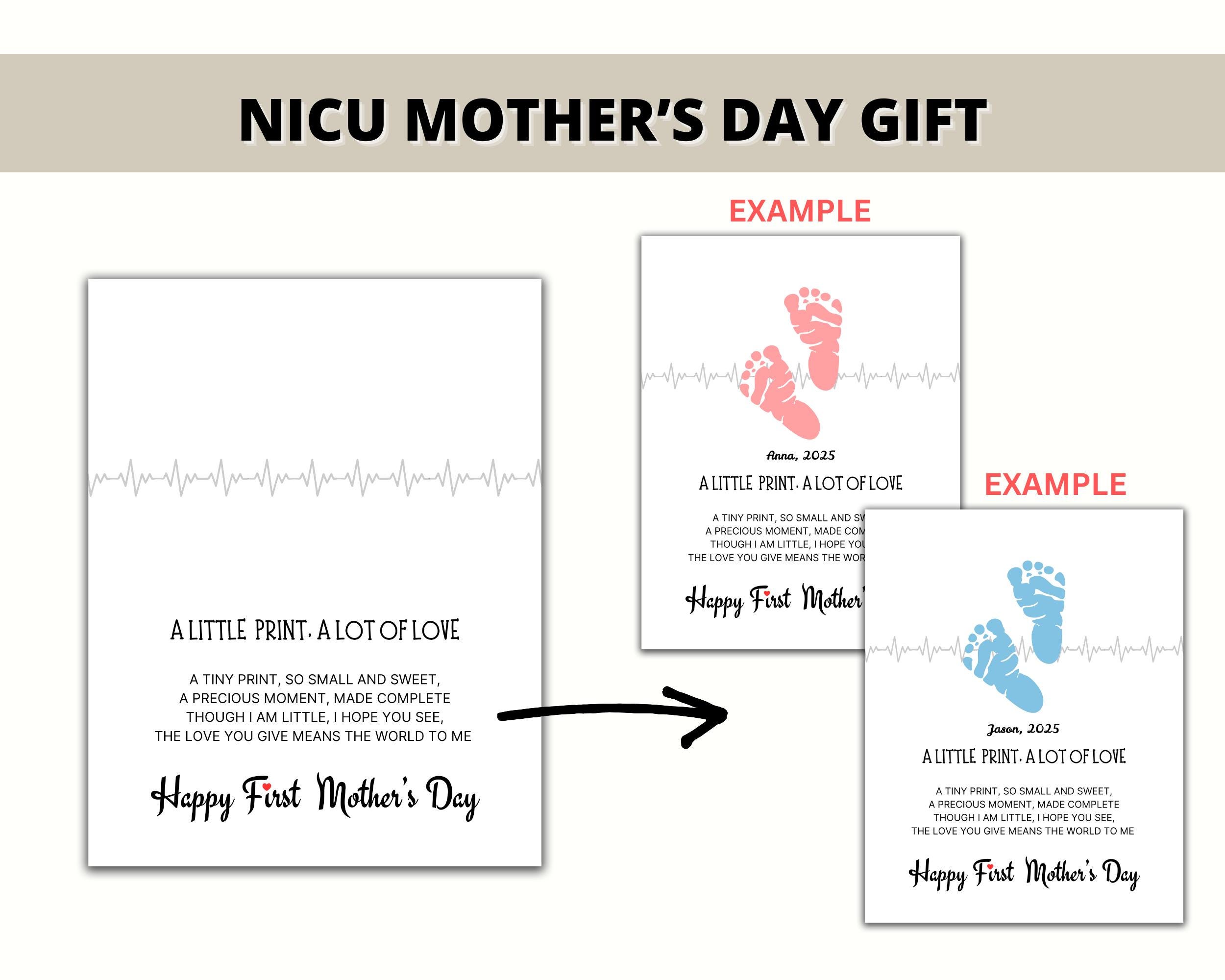 NICU Mother's Day Footprint Art, Mother's Day NICU Craft Templates ...