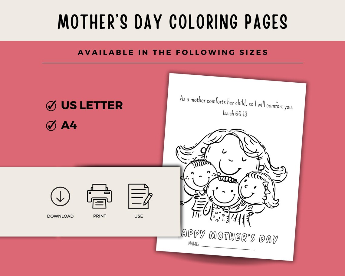 Mother's Day Bible Verse Printable for Kids, Religious Mother's Day ...