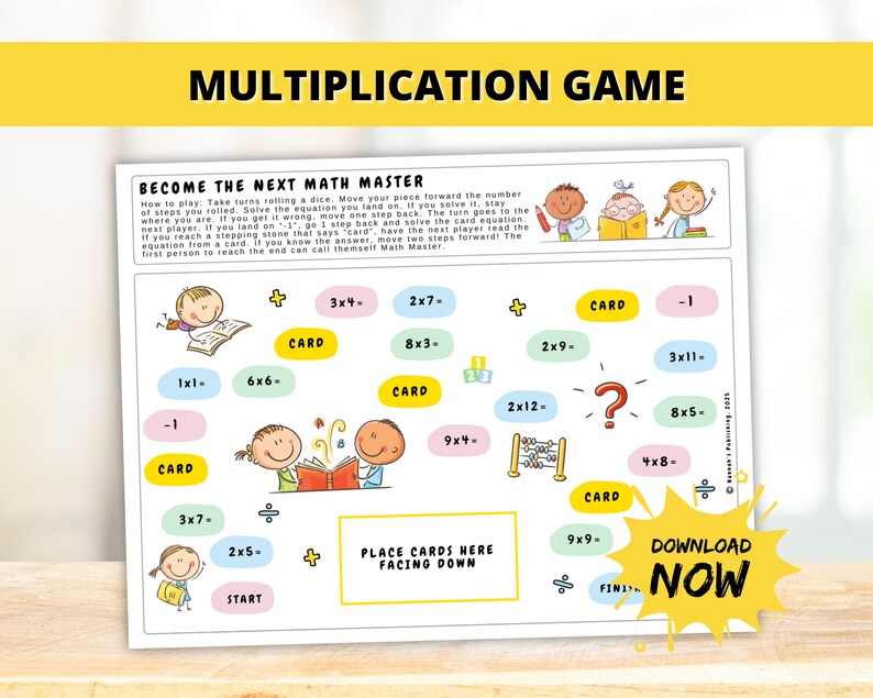 Printable Multiplication Board Game With Multiplication Chart, Fun ...