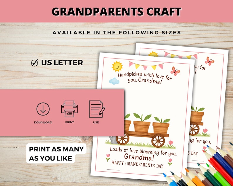 Grandparents Day Handprint Craft Printable Flower Themed Keepsake for ...